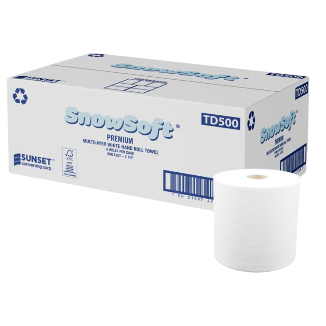 7.65" x 500', 2 ply White Hand Towel Rolls - 6 Rolls – Price Group Corp